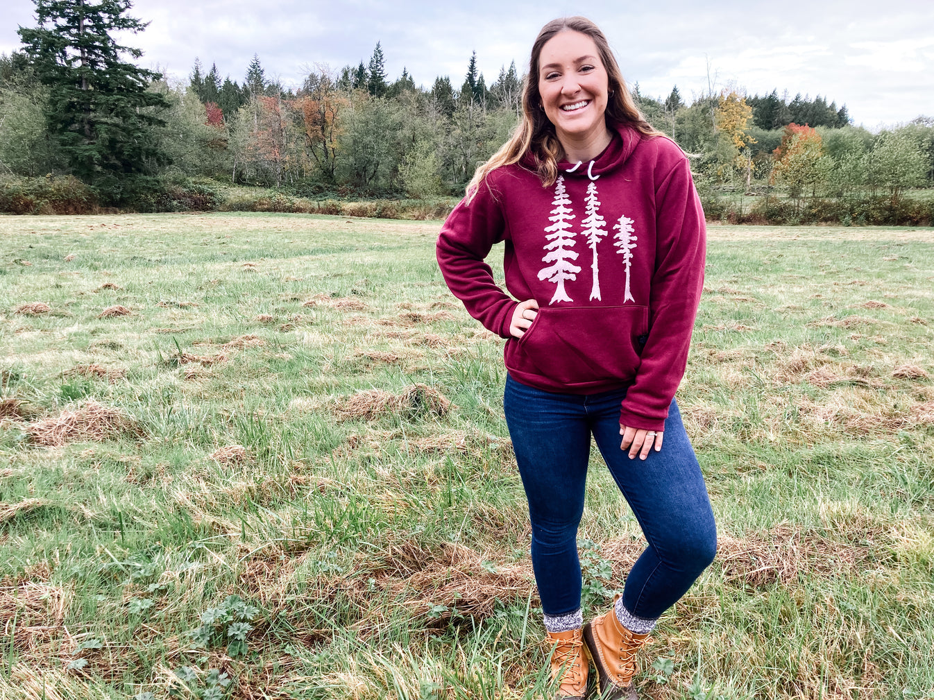 Tall Tall Trees Maroon Unisex Hoodie – Contour Creative