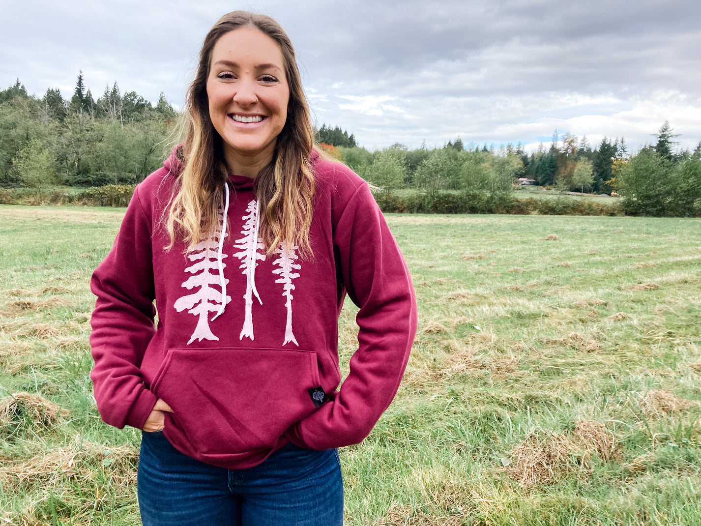 Tall Tall Trees Maroon Unisex Hoodie – Contour Creative